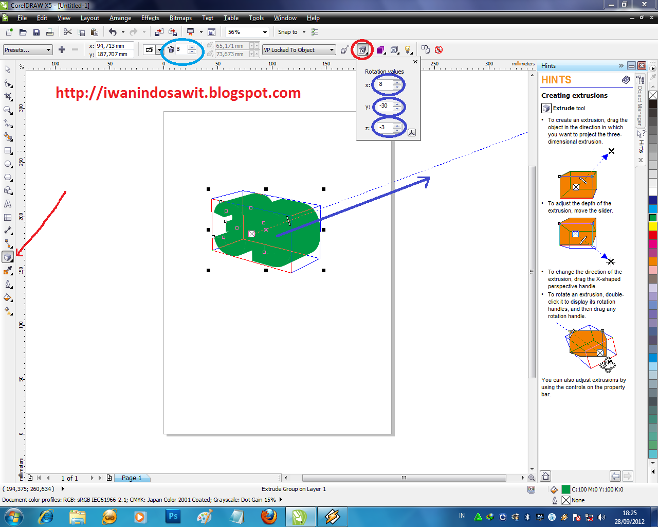 Membuat efek teks 3D dengan Corel Draw X5