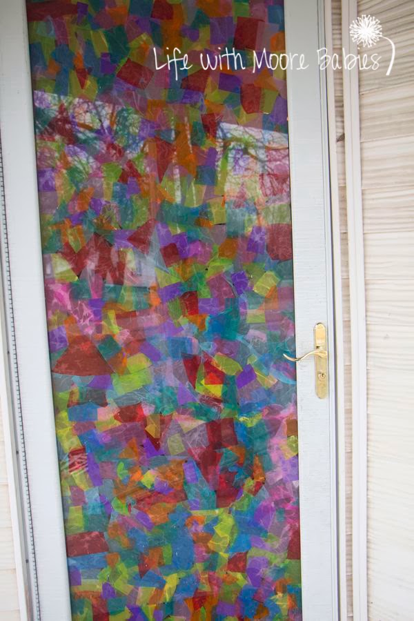 Kid-Made Tissue Paper Stained Glass Window - Life with Moore Babies