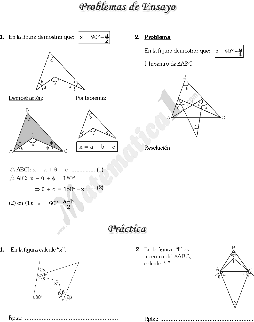 LÍNEAS NOTABLES DE UN TRIÁNGULO PROBLEMAS RESUELTOS