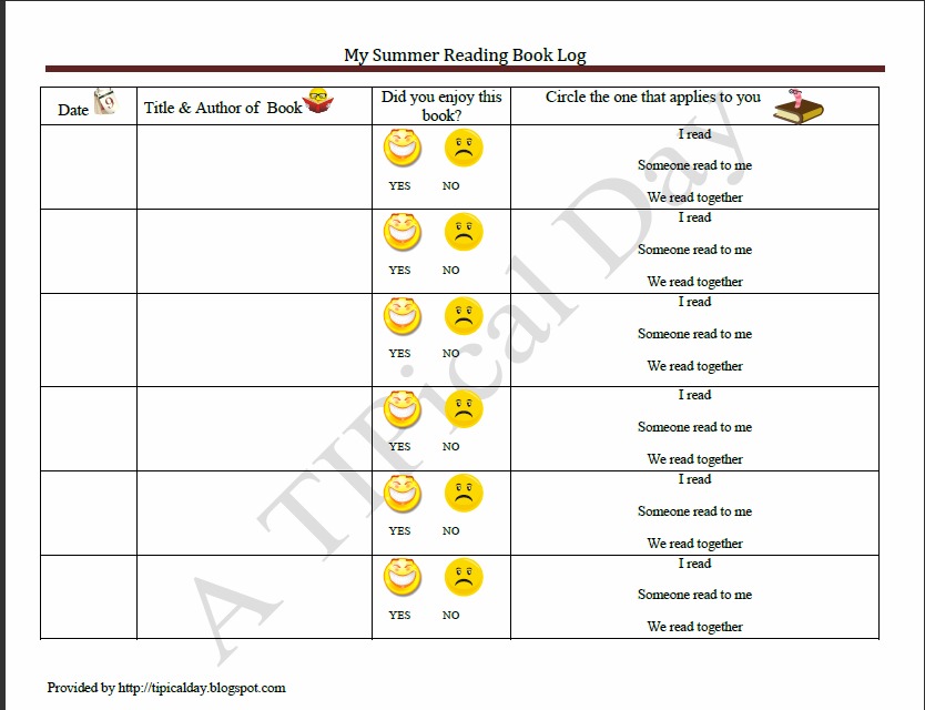 Summer Reading Printables and Book List ~ A TIPical Day