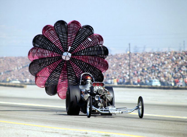 Just A Car Guy: like so many old drag racing things, I love the parachutes