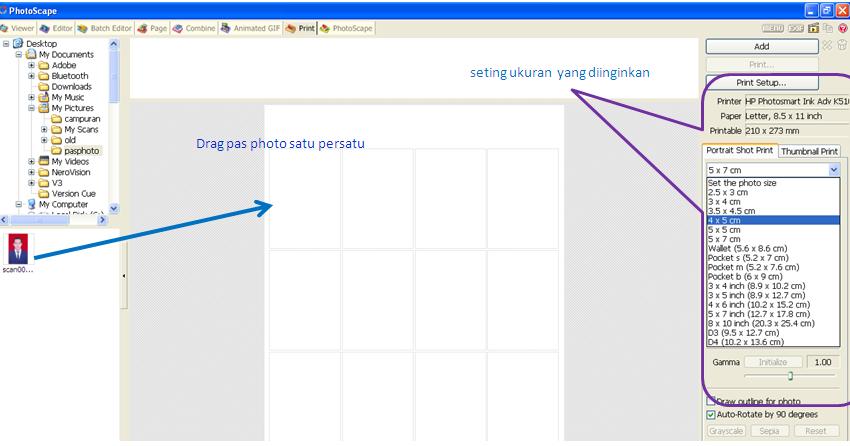 my Mobile pic: Cara Cetak Photo ukuran 2x3 , 3x4 dan berbagai ukuran