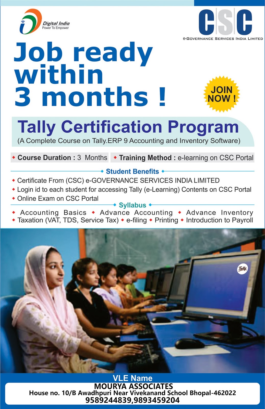 Job ready in 3 months (Tally Certification Course)