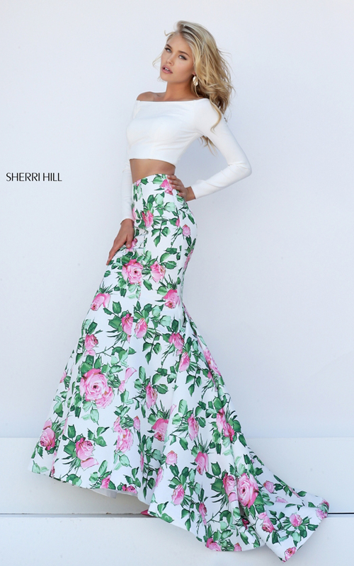 2016 Sexy Prom Gown: 2016 Sherri Hill Floral Printed Queen Prom Dresses