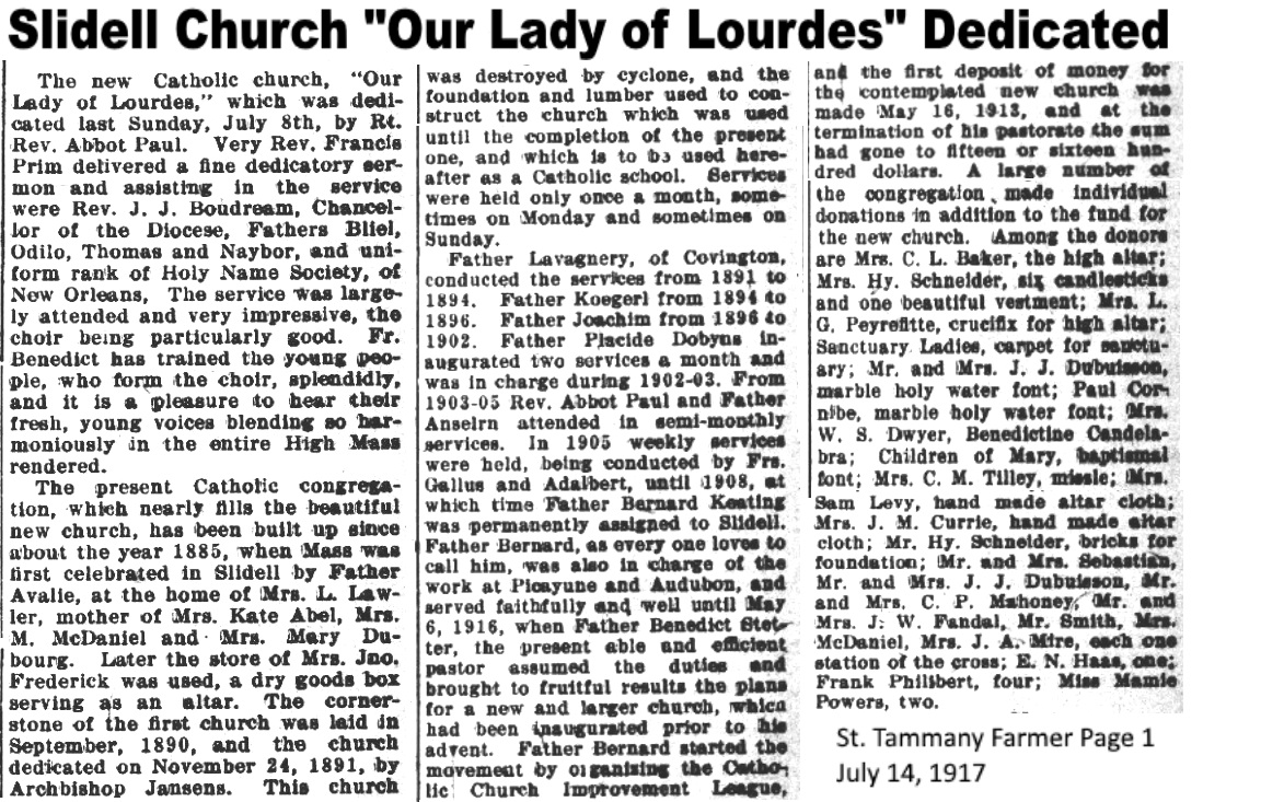 Tammany Family: Slidell Church Dedicated