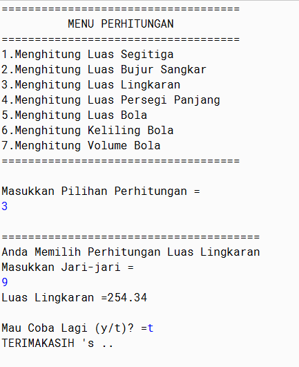 Contoh Program Java Menggunakan Case