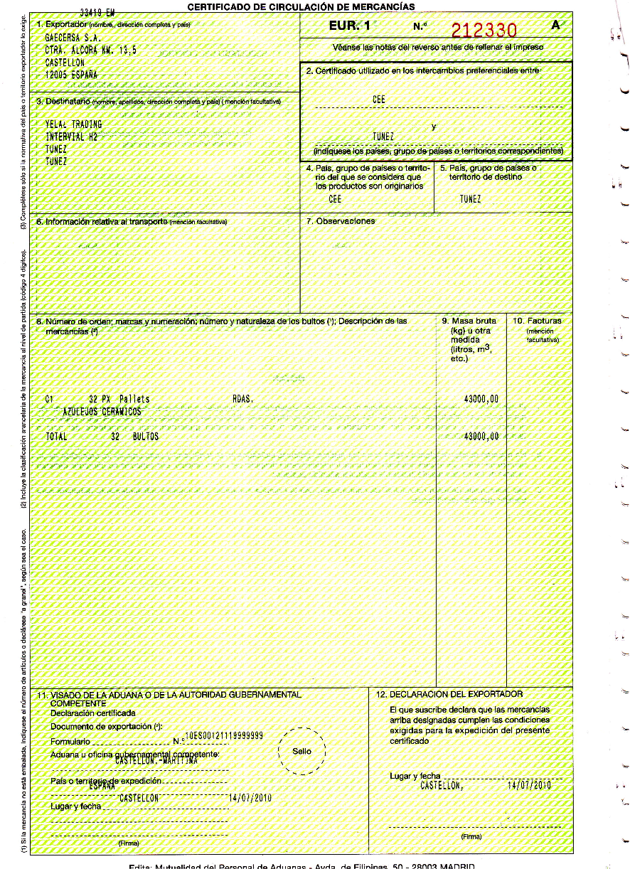 Comercio Internacional: Origen de las mercancías. Formularios