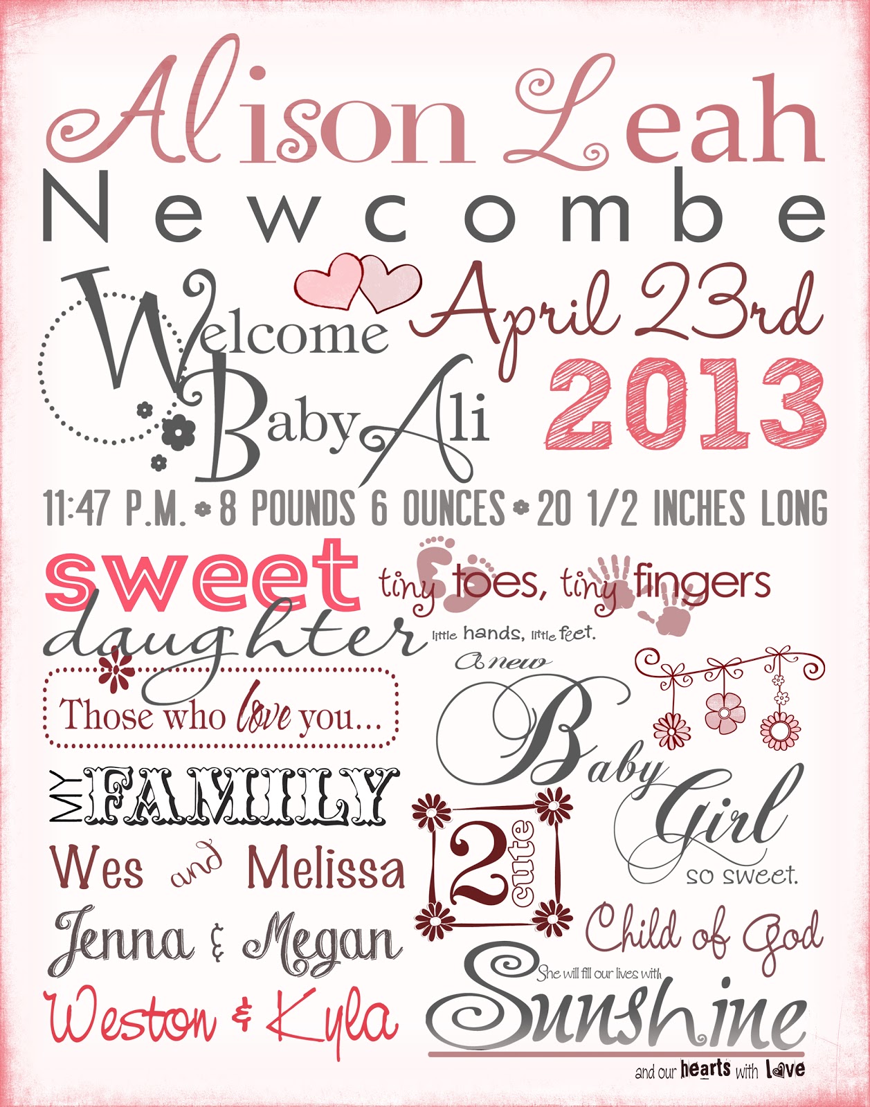 Image Tech Designs: Word art for a new baby girl