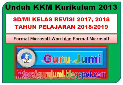 Unduh Kkm Kurikulum 2013 Sd/Mi Kelas 1 Tahun Pelajaran 2018/2019 Revisi 2017, 2018 Format Word ...