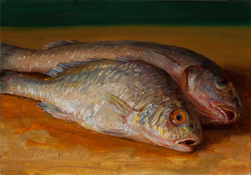 Wang Fine Art: fish original oil painting direct from artist