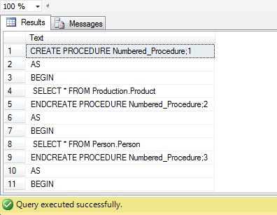 Techie-Friendly Blog: Numbered Stored Procedures in SQL Server