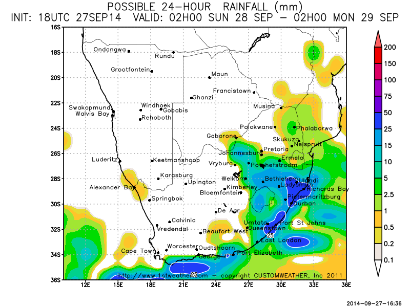Mossel Bay Weather Observation, South Africa : Possible 24 Hour ...
