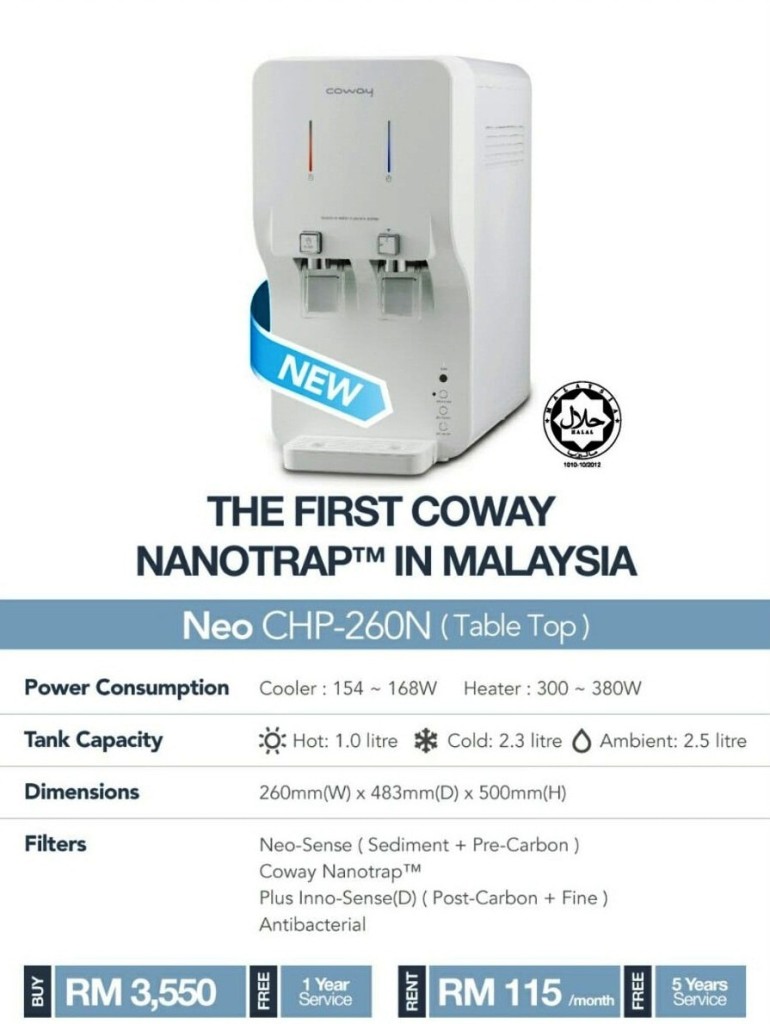 Coway Water Purifier Nanotrap Neo CHP-260N - Coway Lunas & Kulim