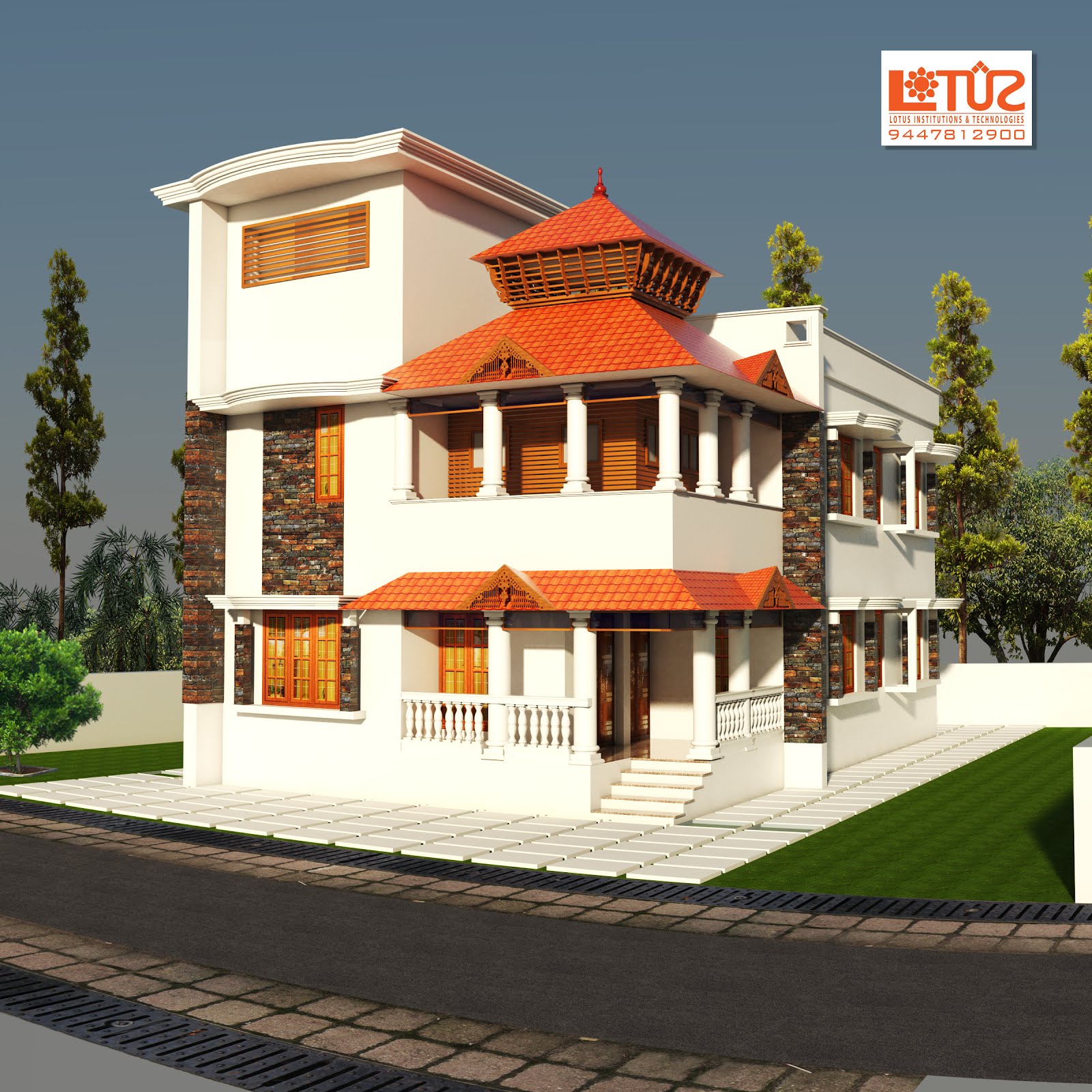 KERALA HOME DESIGNS -VEEDU DESIGNS: Fussion Home Design of 2120 Sqft