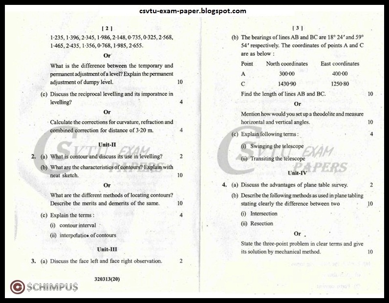 Csvtu Exam Papers Civil 3rd Sem Survaying 1 Nov Dec 2007