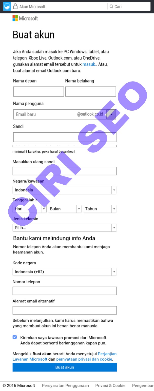 Cara Buat Akun Email Outlook Microsoft - Ciriseodotnet
