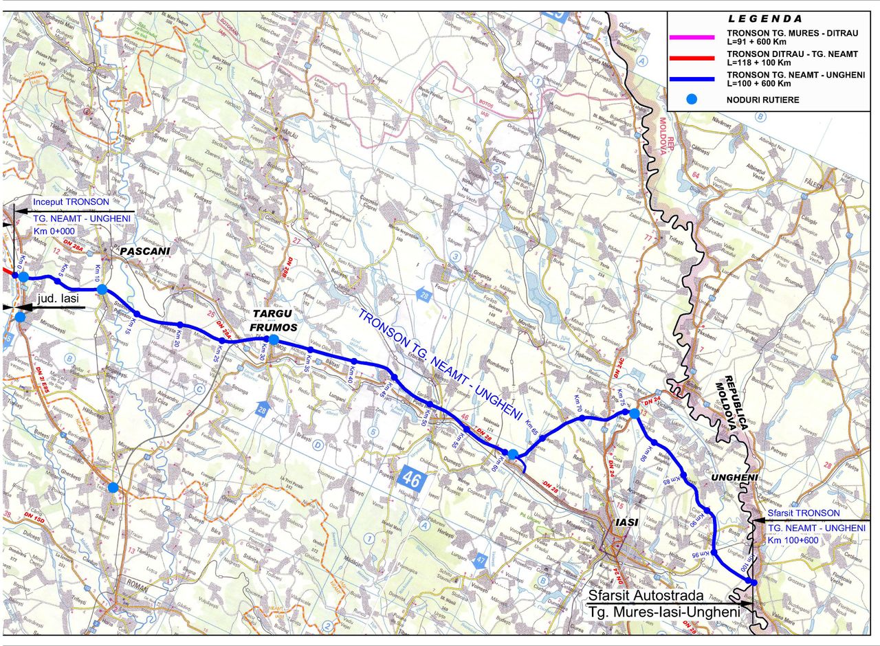 hartiautostrazi: Harta Autostrada Targu Mures - Iasi
