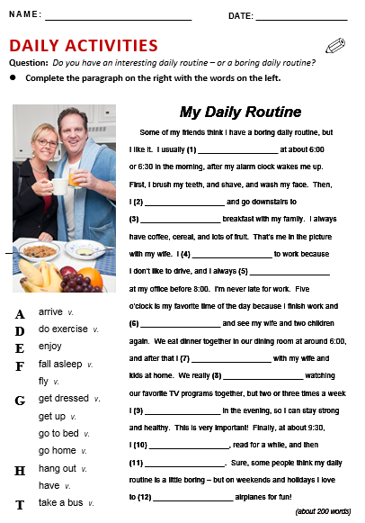 Learn English and Have Fun: Exam practice 2nd (routine) - Worksheet X