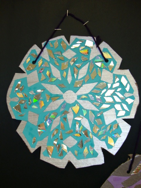 Thomas Elementary Art: Recycled CD Snowflake Mosaics by 4th Grade