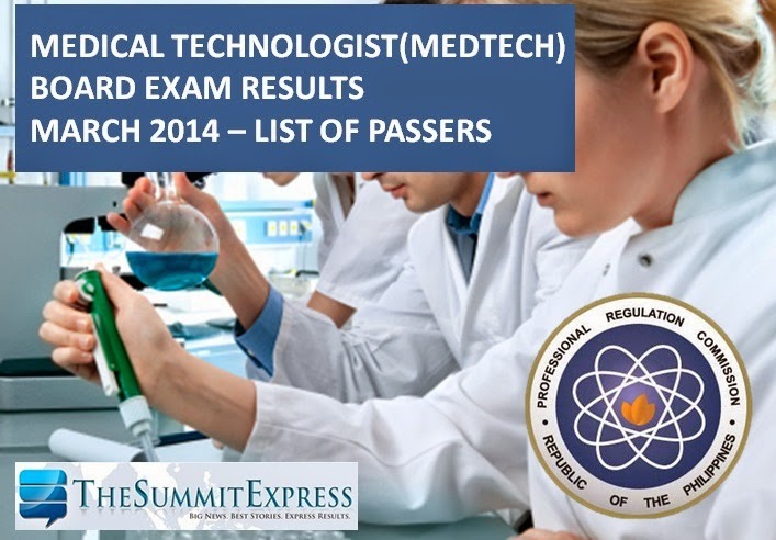 March 2014 Medical Technologist (MedTech) board exam results | List of ...