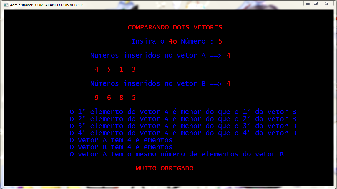 Samuel Lima - Programador C/C++ : Comparando dois vetores