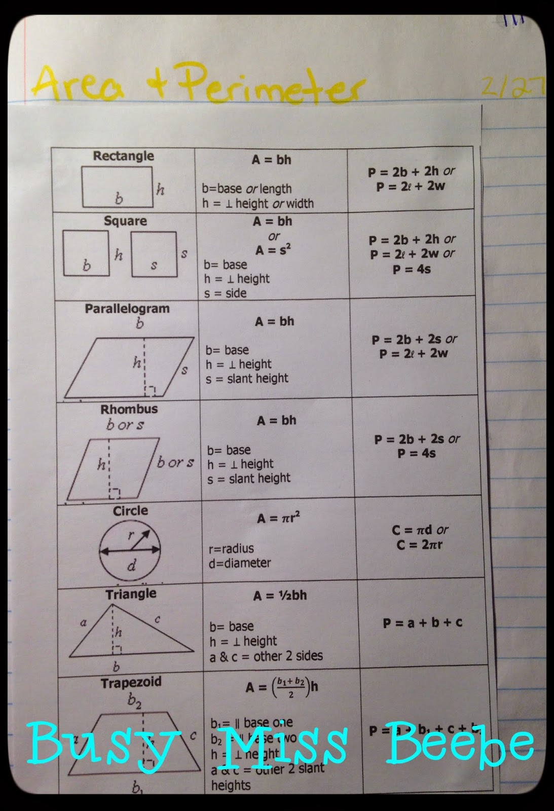 Busy Miss Beebe: Geometry Interactive Notebook - The Ninth Unit