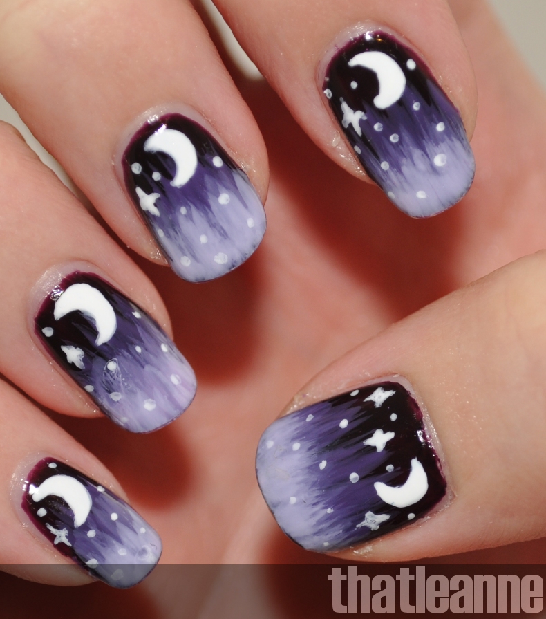 thatleanne: Purple Starry Nights nail art tutorial!