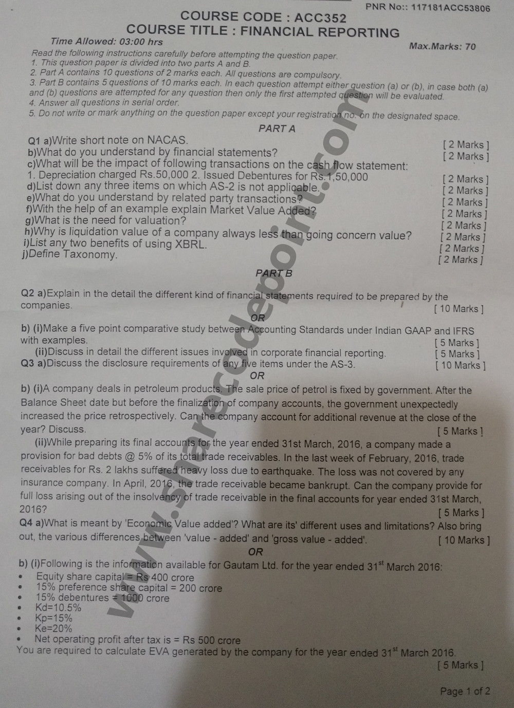 ACC352 : Financial Reporting End Term Exam Question Paper - ACC 352 ...