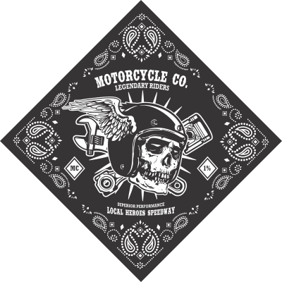 Sablon Bandana Motorcycle Co. Legendary Riders Superior Performance ...