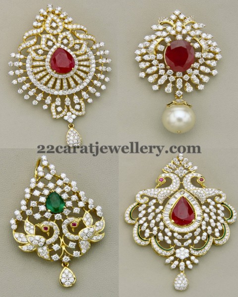 Classic Peacock Diamond Pendants - Jewellery Designs