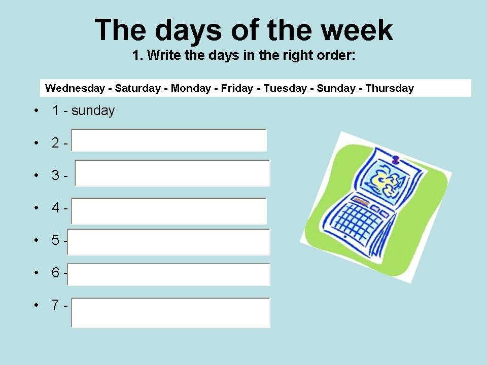 Learning English: Days of the week and Months of the year