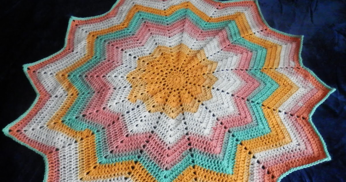 Karens Crocheted Garden of Colors: 12 Point Round Ripple Baby Blanket