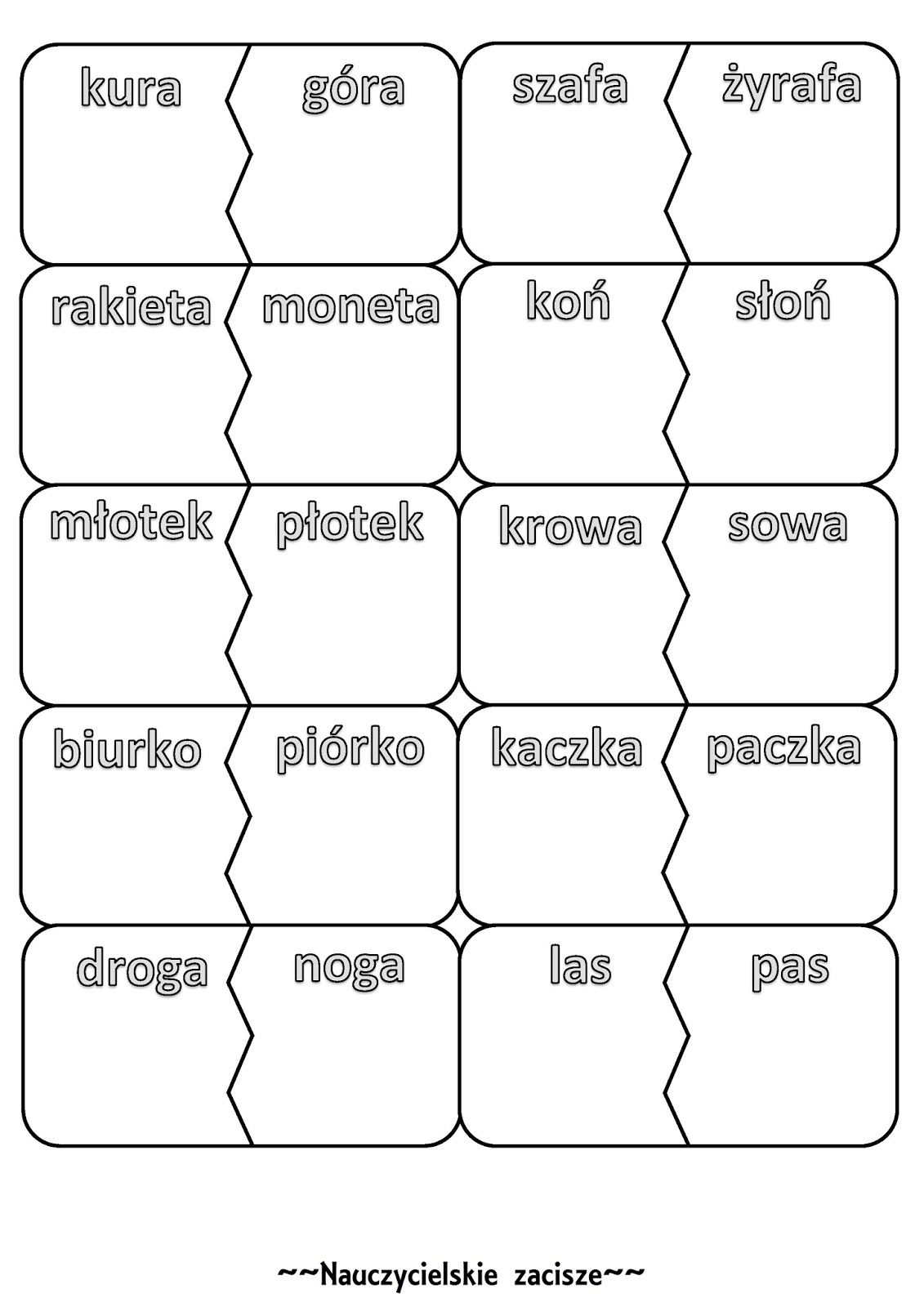 Nauczycielskie zacisze: Tworzymy rymy - puzzle do samodzielnego ...