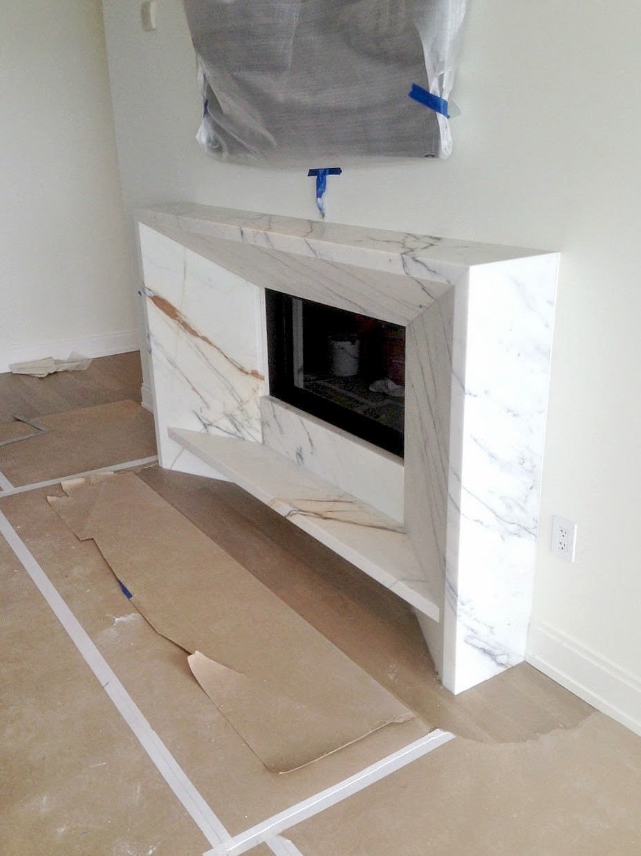Michael Homchick Stoneworks: Calacatta Paonazzo Marble Fireplace