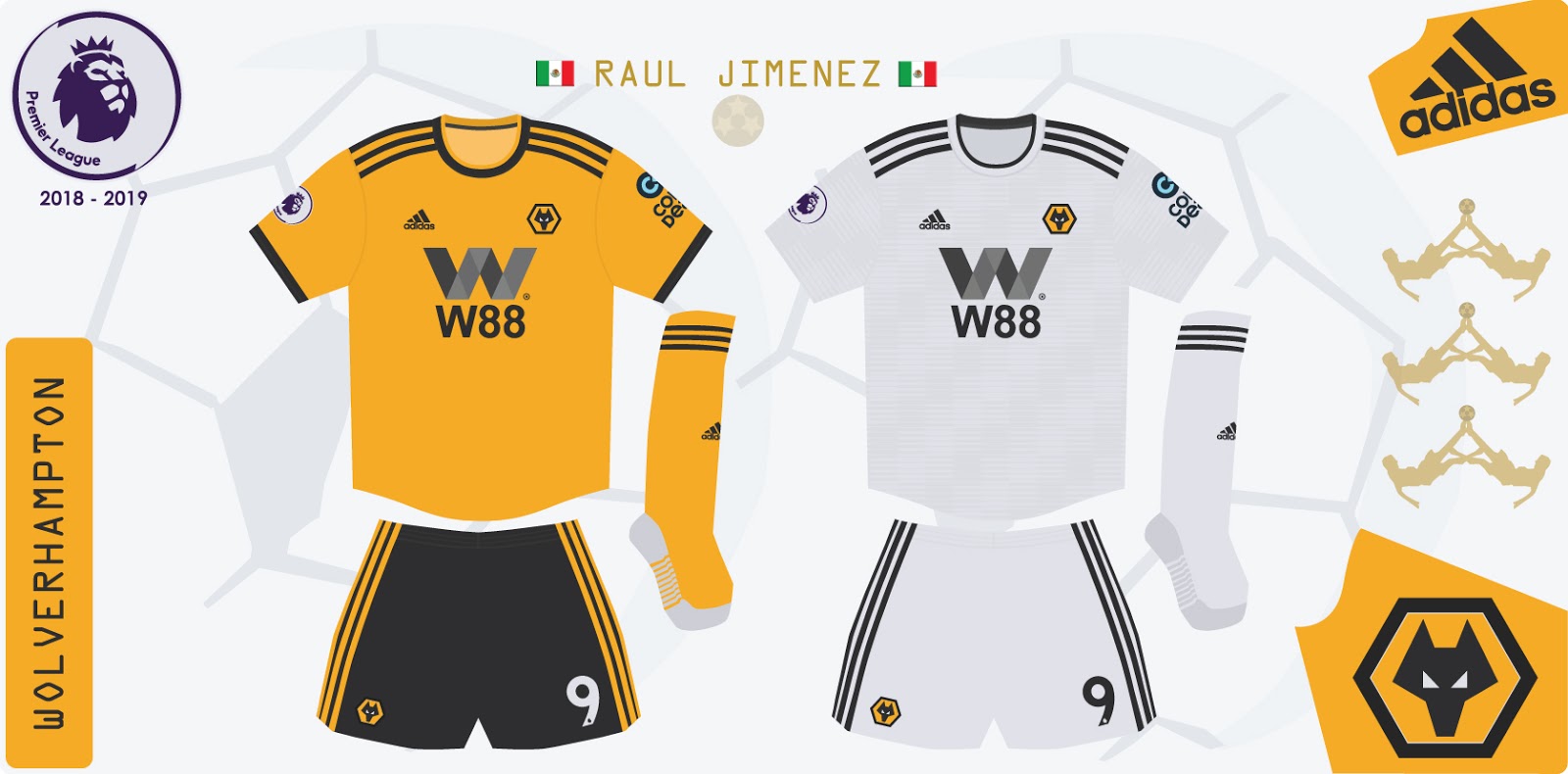 Design Futbol Kits: Wolverhampton 2018 - 2019 (Premier League)