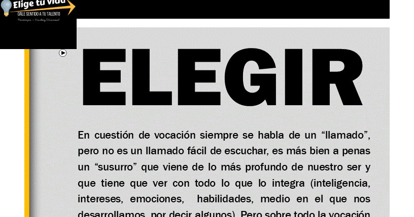 ELEGIR, ELEGIR, ELEGIR