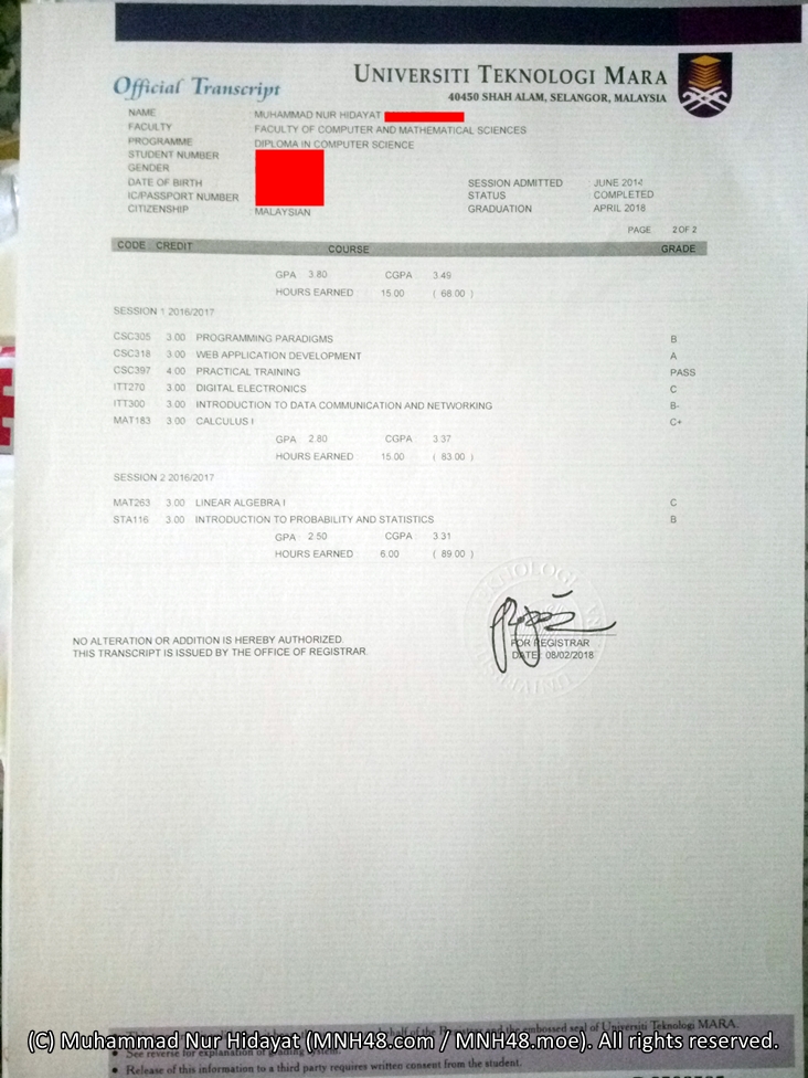 Education Information - Diploma