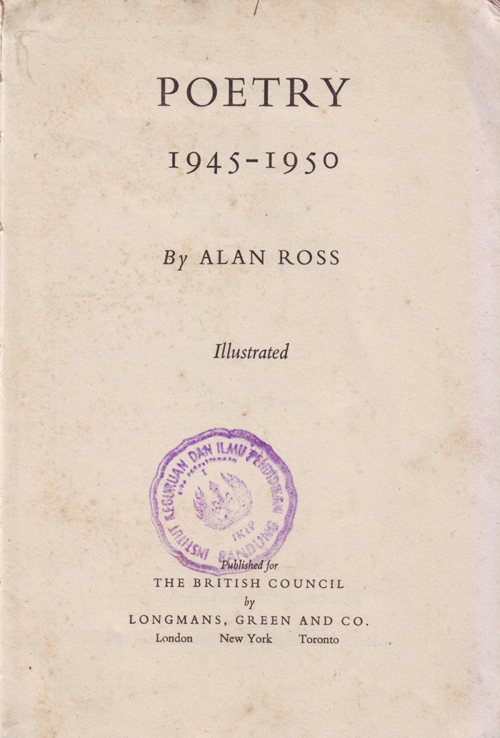 Buku Kumpulan Puisi Alan Ross 1945 - 1950 | Pemulung Buku Bekas