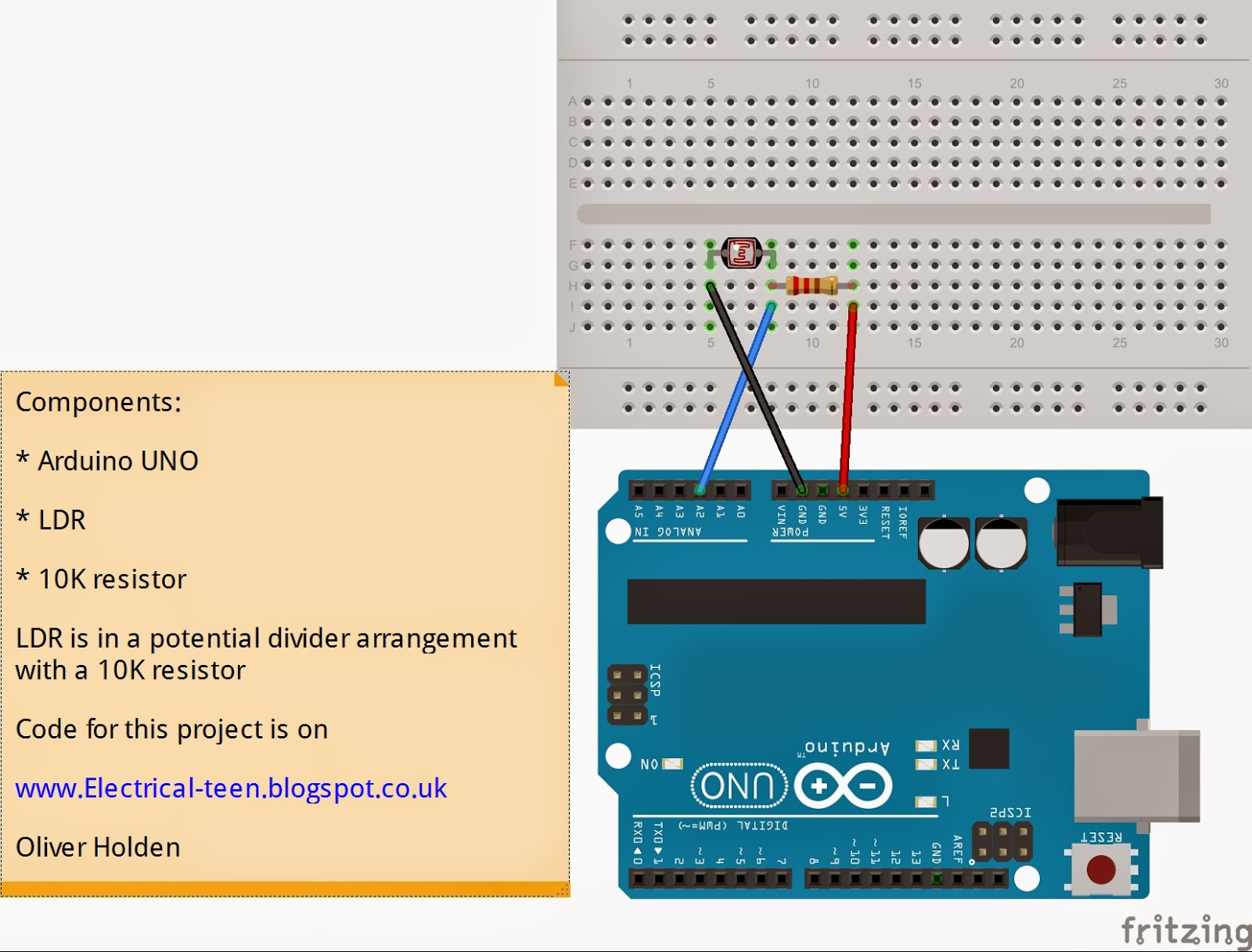 Ollie's Engineering Blog: Arduino with a LDR