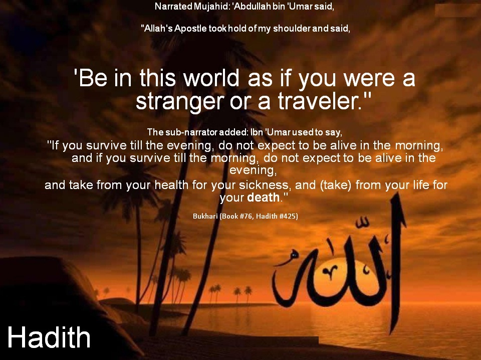Hadith: Be in this world as if you were a stranger or a traveler