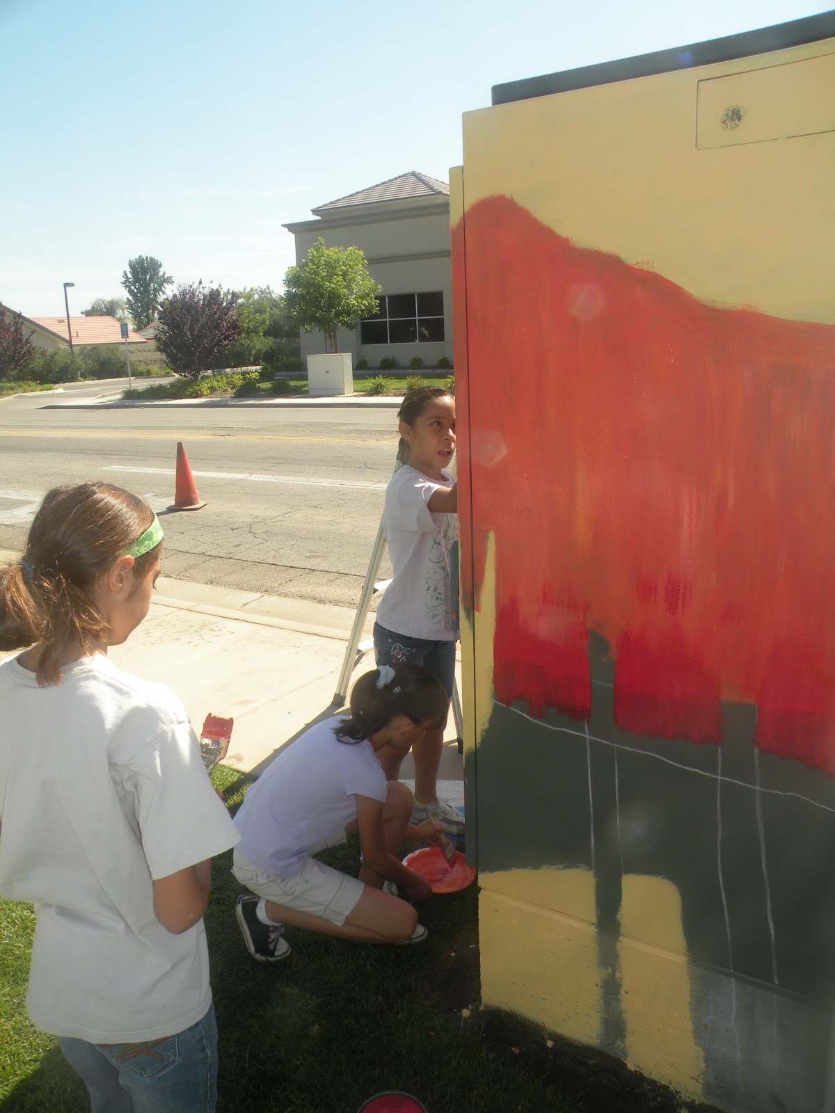 Girl Scout Troop #2447: Painting Traffic Signal Boxes....!