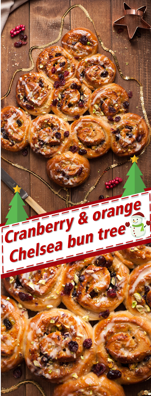 Cranberry & orange Chelsea bun tree #Christmas #ChristmasBread - APP META
