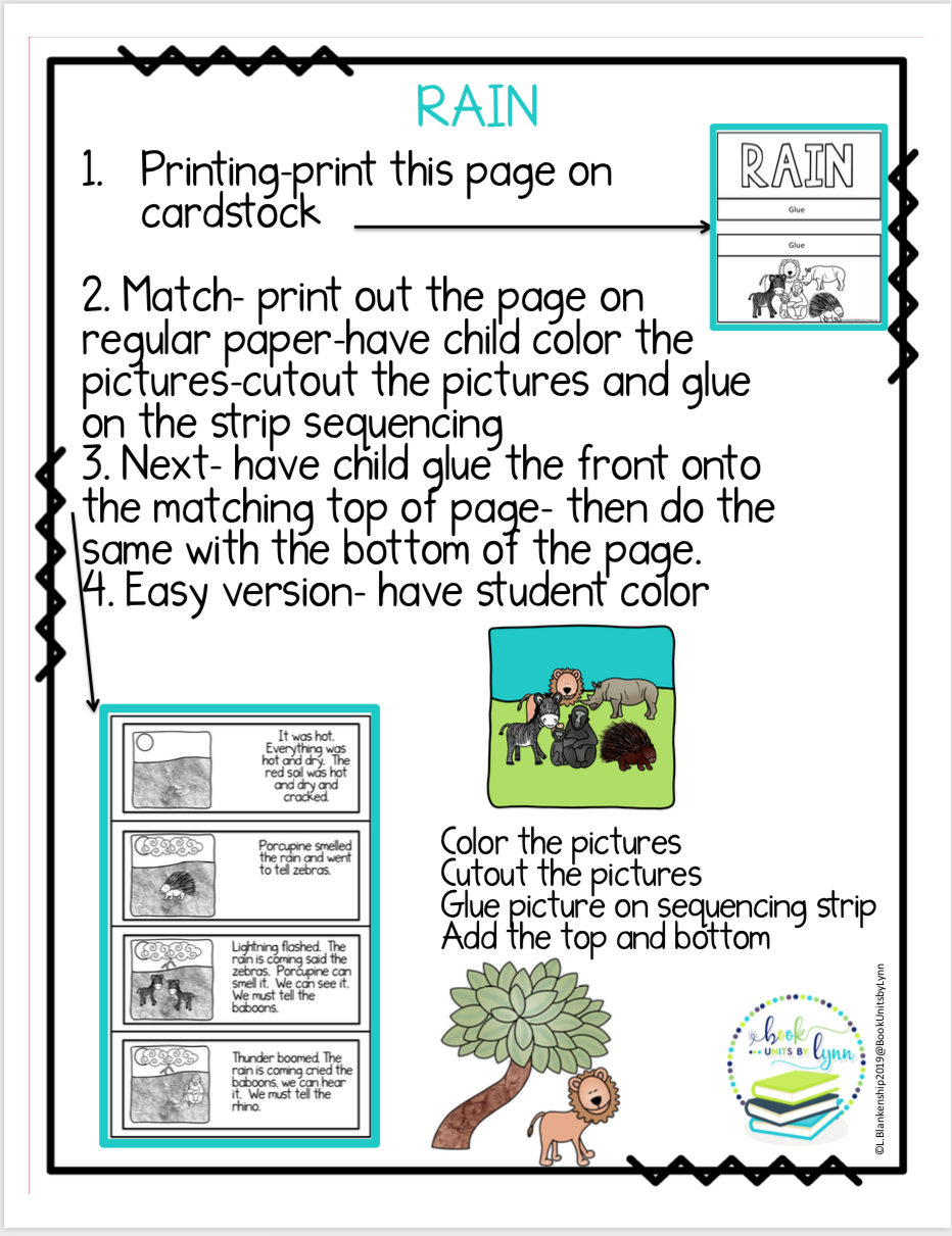RAIN LARGE SEQUENCING CRAFT ~ Book Units by Lynn