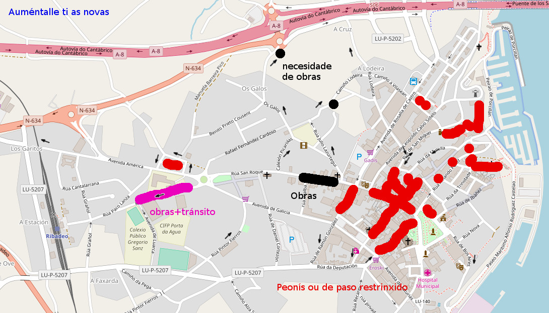 Ribadeando: Mapa provisional da circulación de Ribadeo