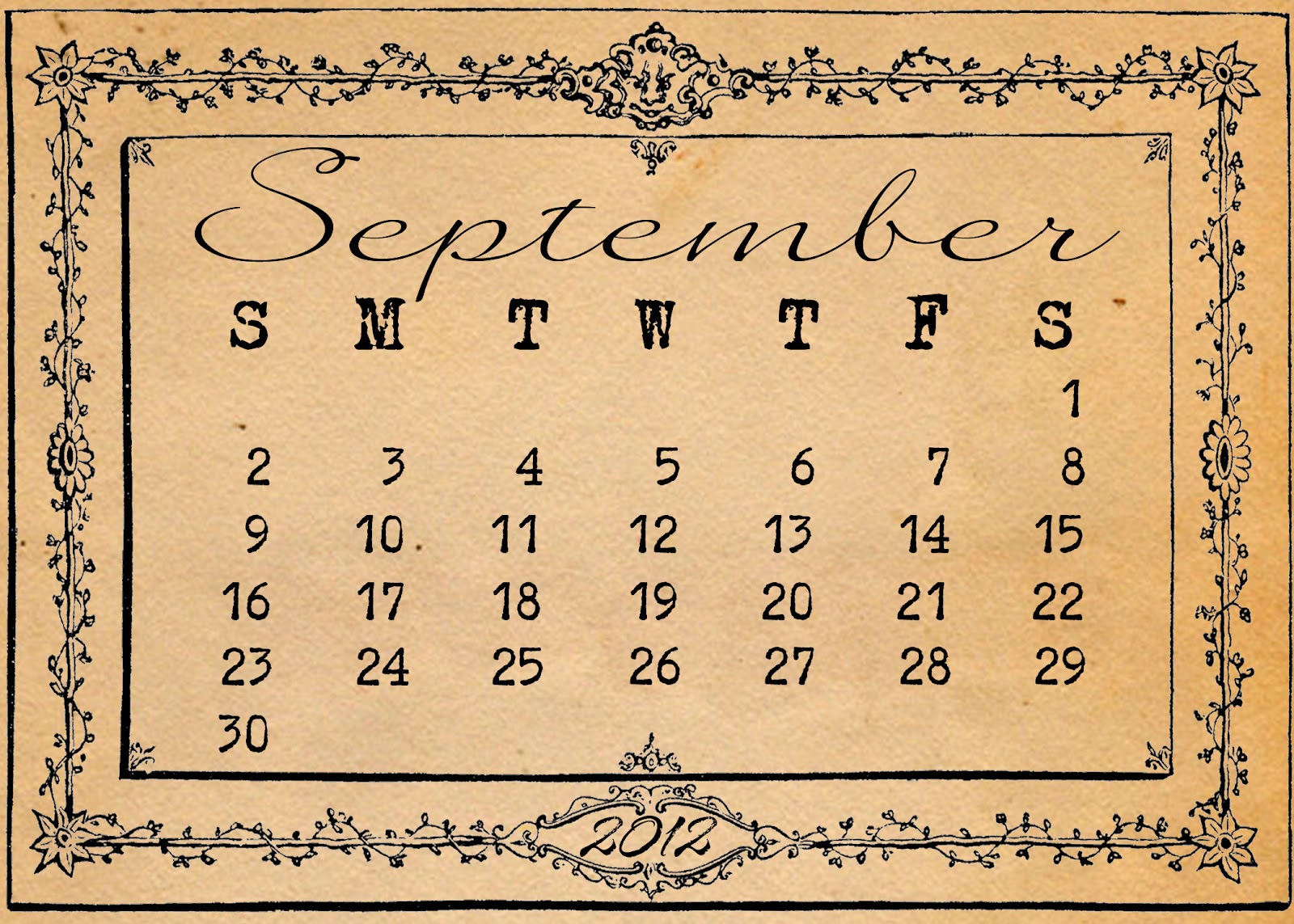Wild@heart: Friday freebie - September calendar