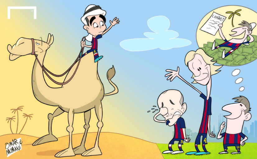 Omar Momani cartoons: Xavi's farewell to Barca