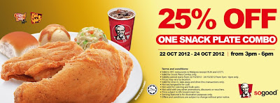KFC: 25% off KFC Snack Plate Combo - I LOVE FREE STUFF.