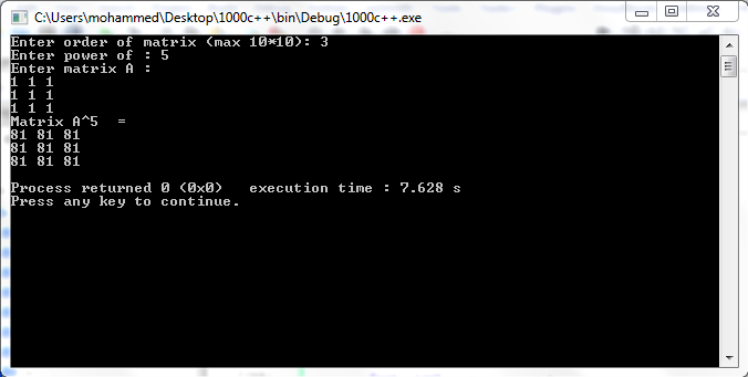 Programmers Area: C++ program to find nth power of a matrix