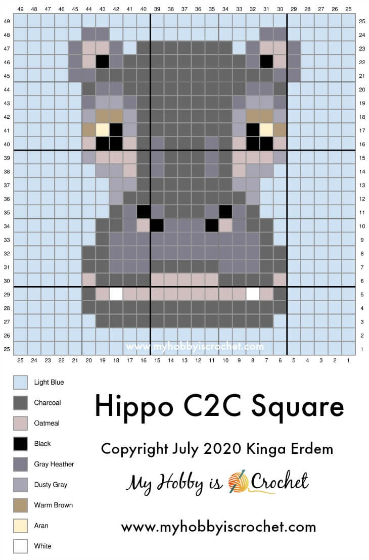 My Hobby Is Crochet: Hippo C2C Square - Free Crochet Pattern + Graph ...