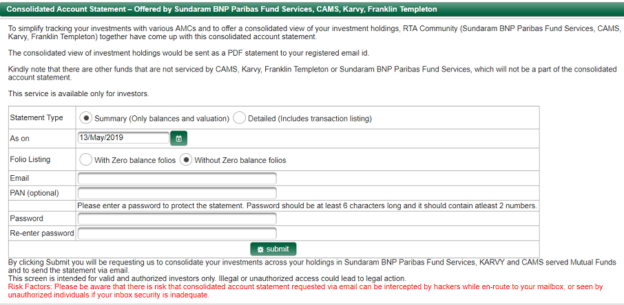 How to get Consolidated Account Statement for your Mutual Fund investment?